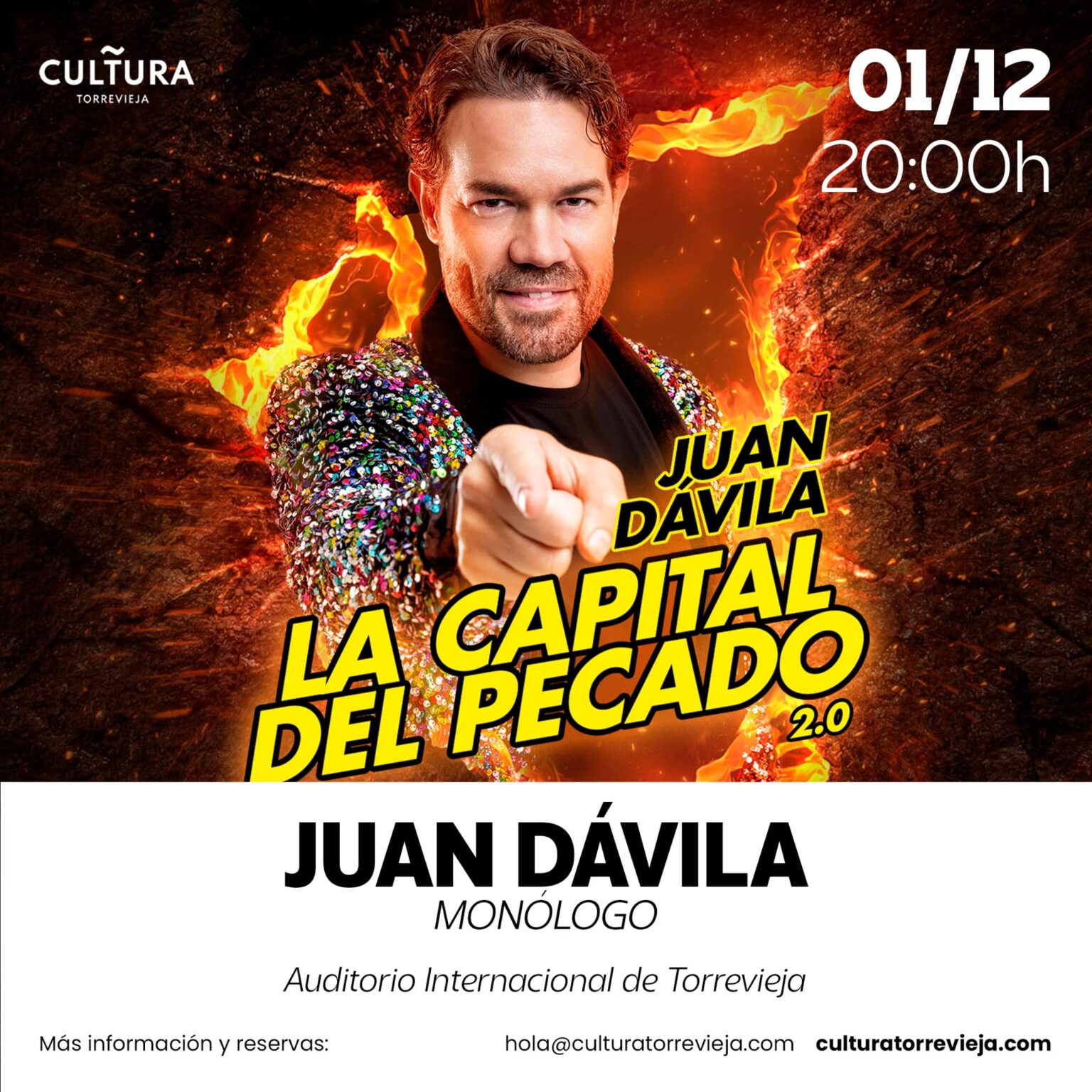 El humorista Juan Dávila con 'La capital del pecado' llega a Torrevieja este viernes