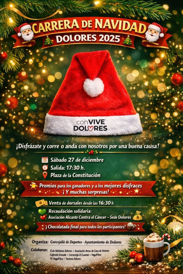 Dolores: Carrera de Navidad 2025 solidaria con disfraces corriendo o ...